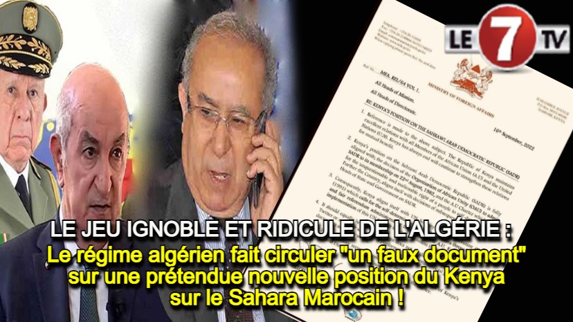 Le régime algérien fait circuler « un faux document » sur une prétendue ...